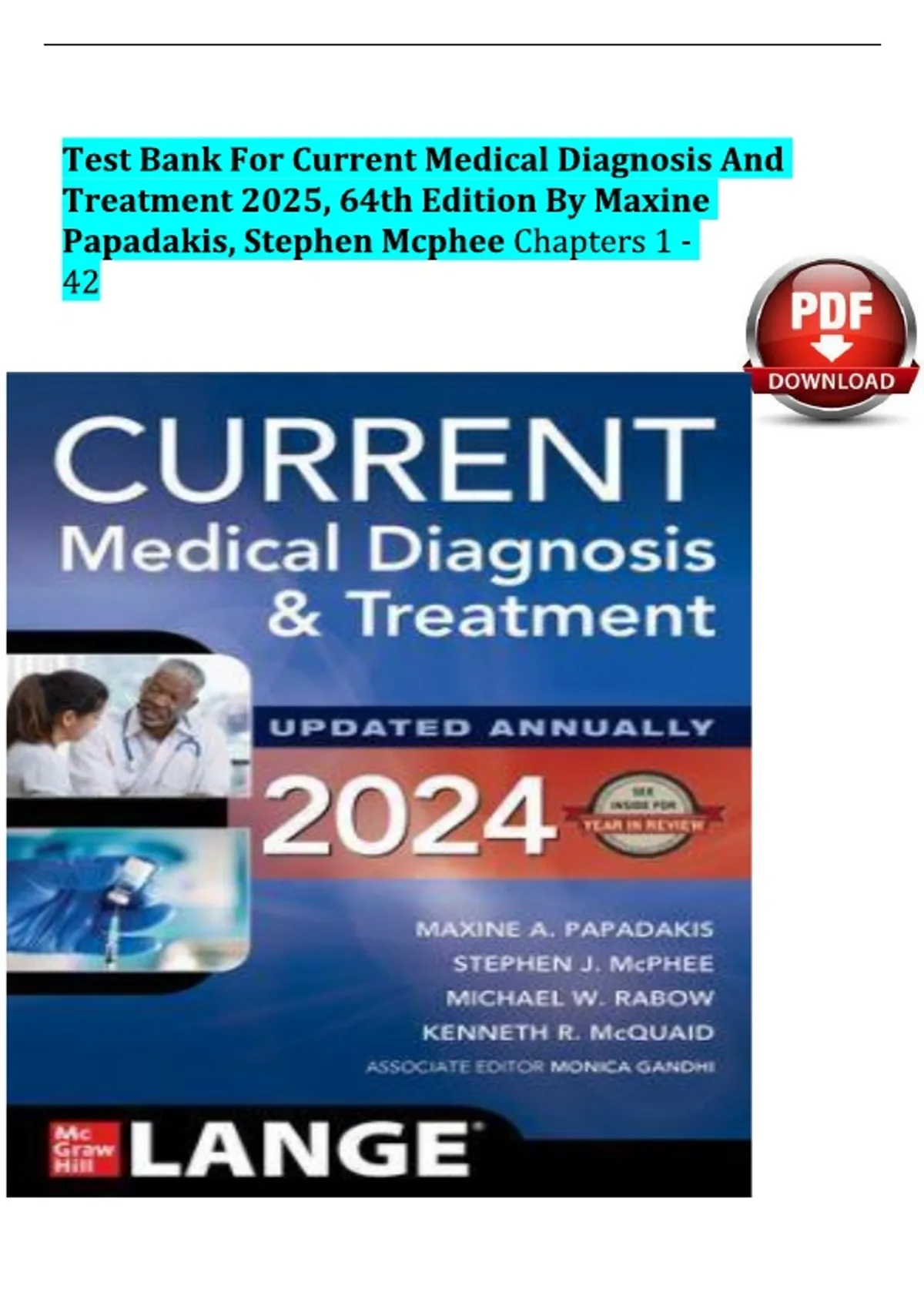 Test Bank for Current Medical Diagnosis and Treatment 2025, 64th ...