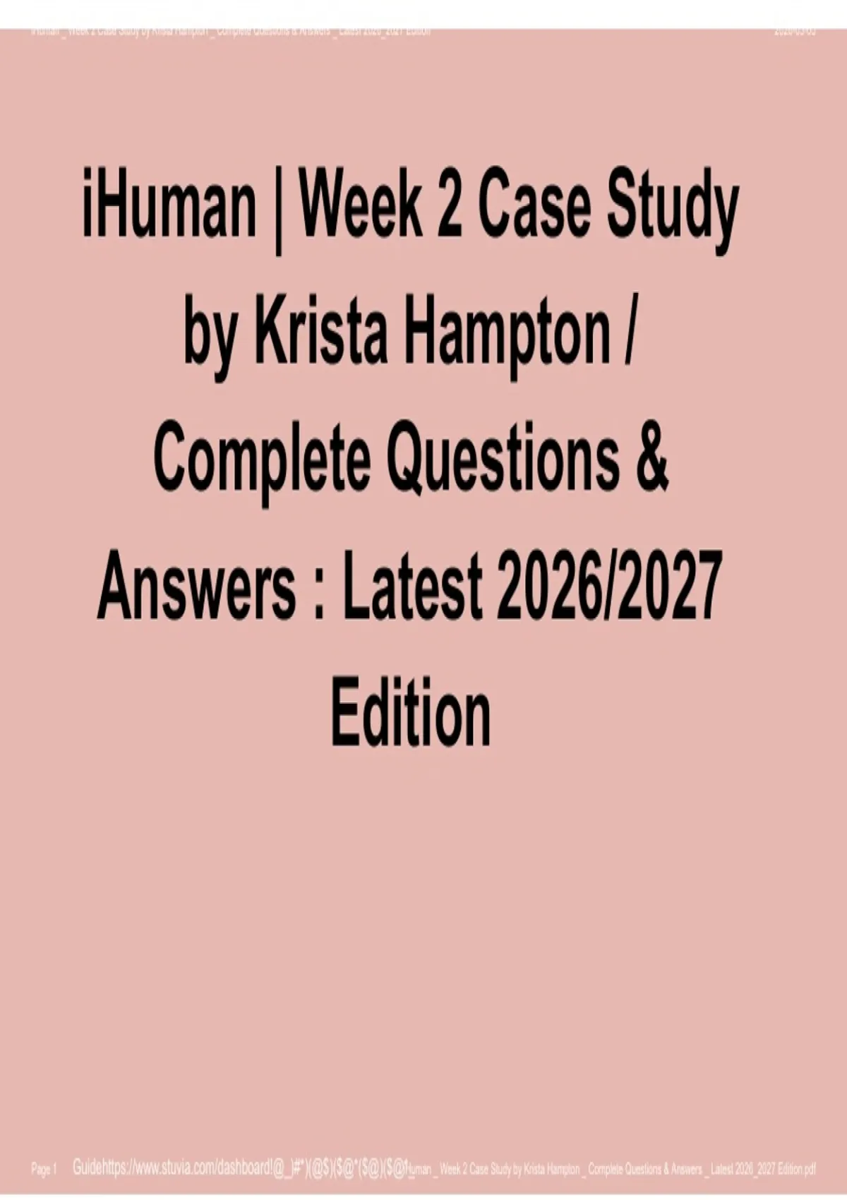 iHuman Week 2 Case Study by Krista Hampton | Complete Questions and ...