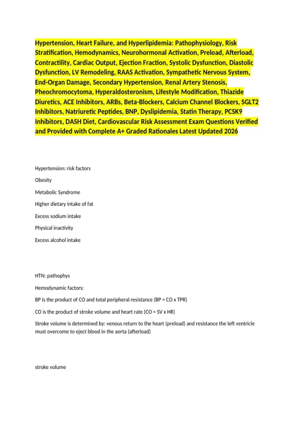 Hypertension, Heart Failure, and Hyperlipidemia: Pathophysiology, Risk ...