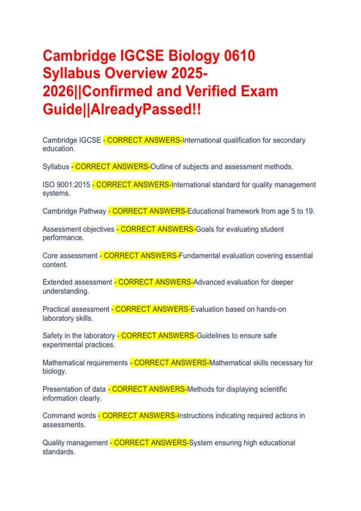 Cambridge IGCSE Biology 0610: Confirmed 2026 Exam Guide (From a Student ...