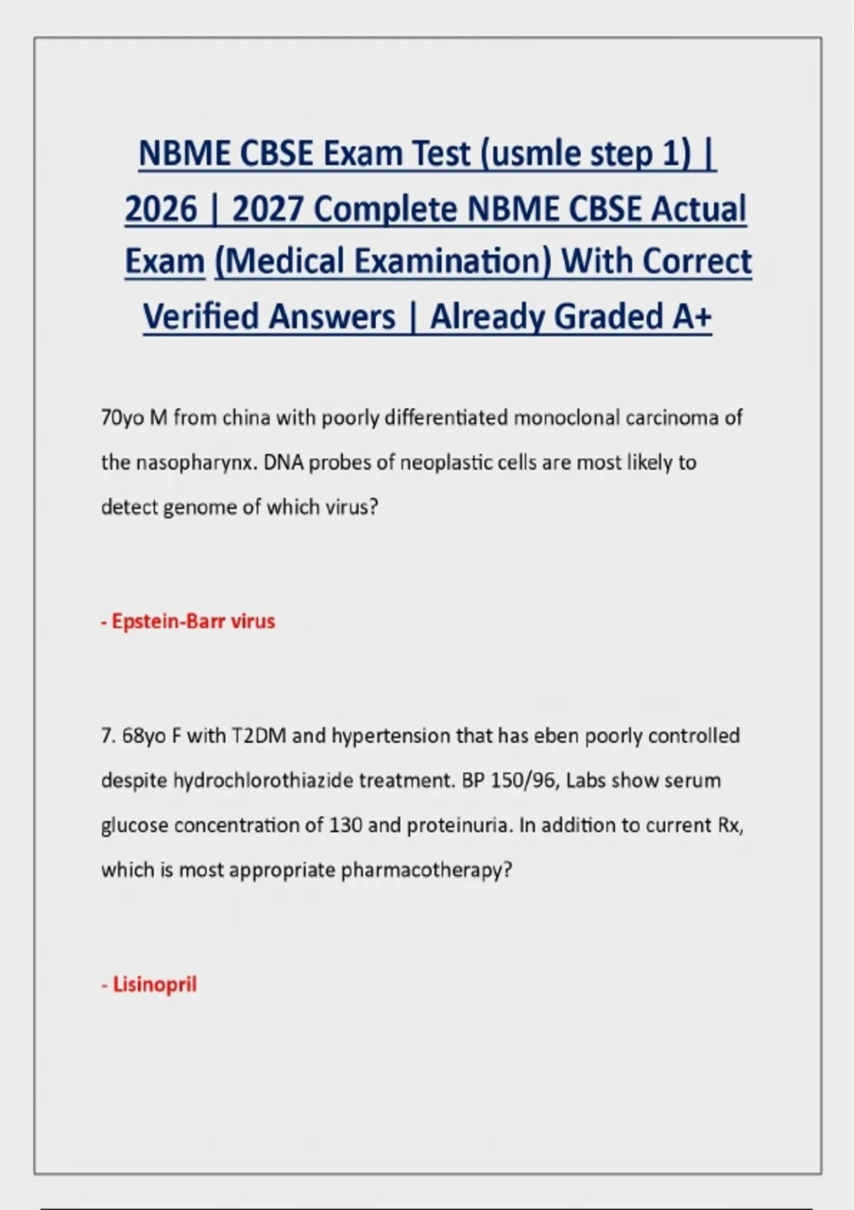 NBME CBSE Exam Test (usmle step 1) | 2026 | 2027 Complete NBME CBSE ...