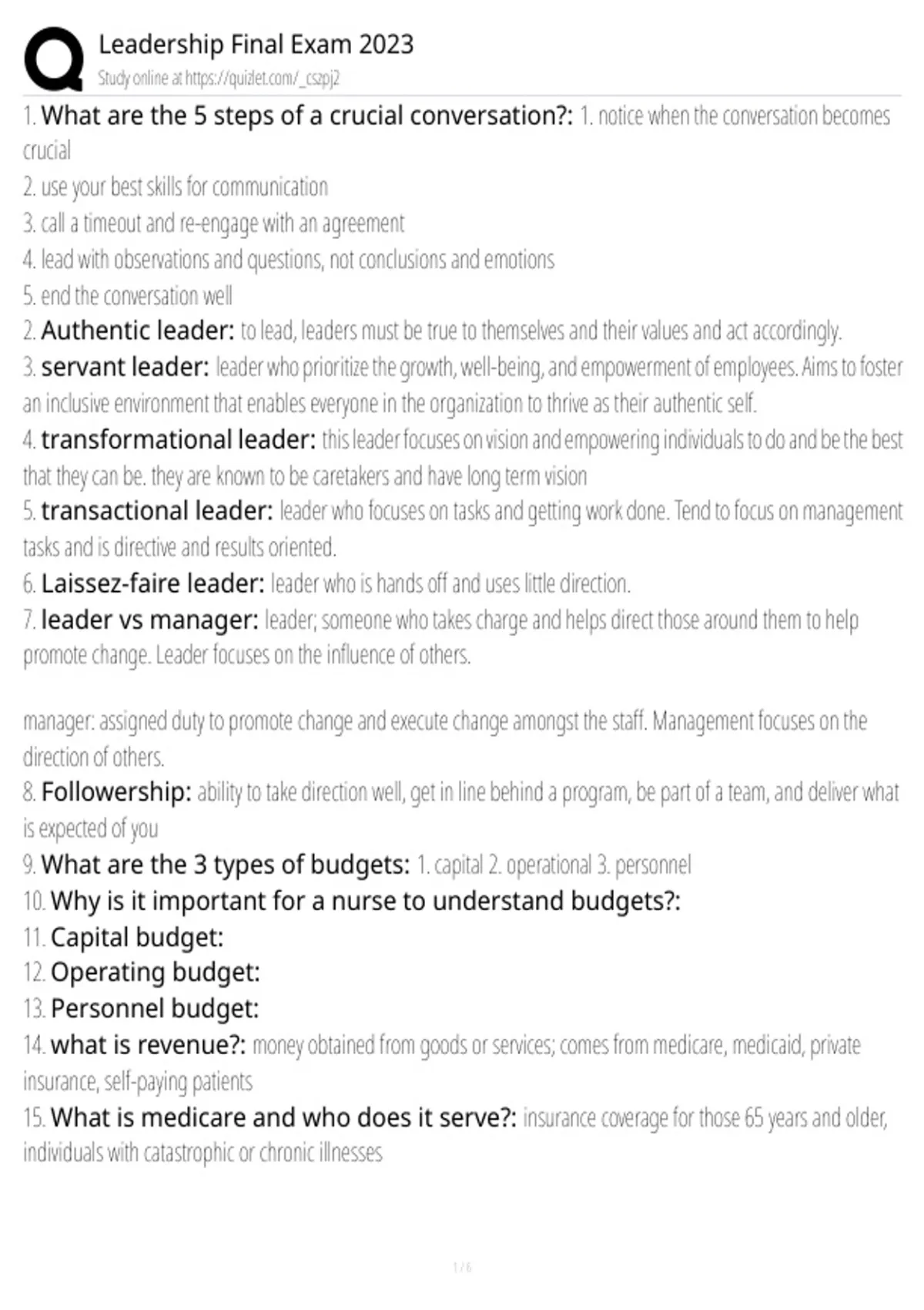 Leadership Final Exam | Complete Questions with Correct Answers ...