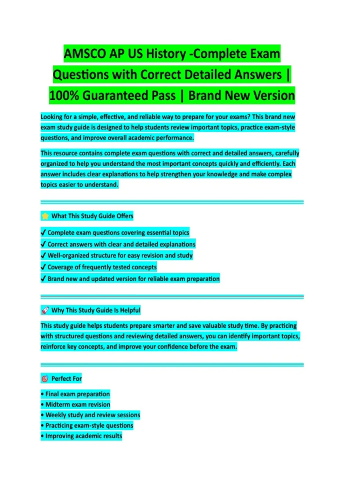AMSCO AP U.S. History Complete Study Guide 2026/2027 | APUSH Exam ...
