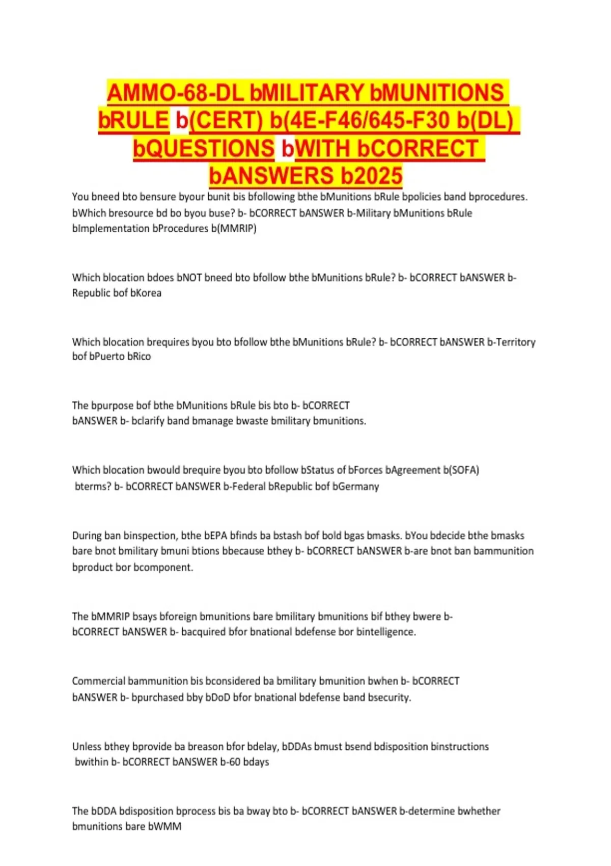 AMMO-68-DL Military Munitions Rule (CERT) (4E-F46-645-F30 DL) Questions ...