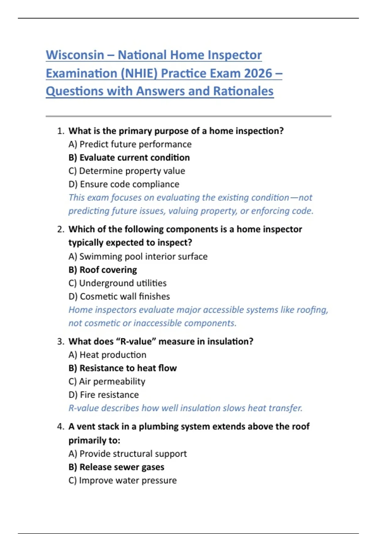 Wisconsin NHIE 2026 Practice Exam – Questions & Answers with Rationales ...