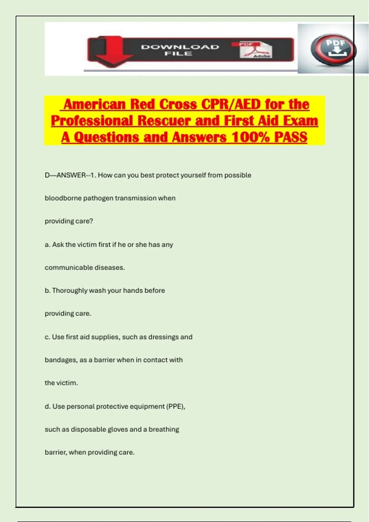 American Red Cross CPR/AED for the Professional Rescuer and First Aid ...