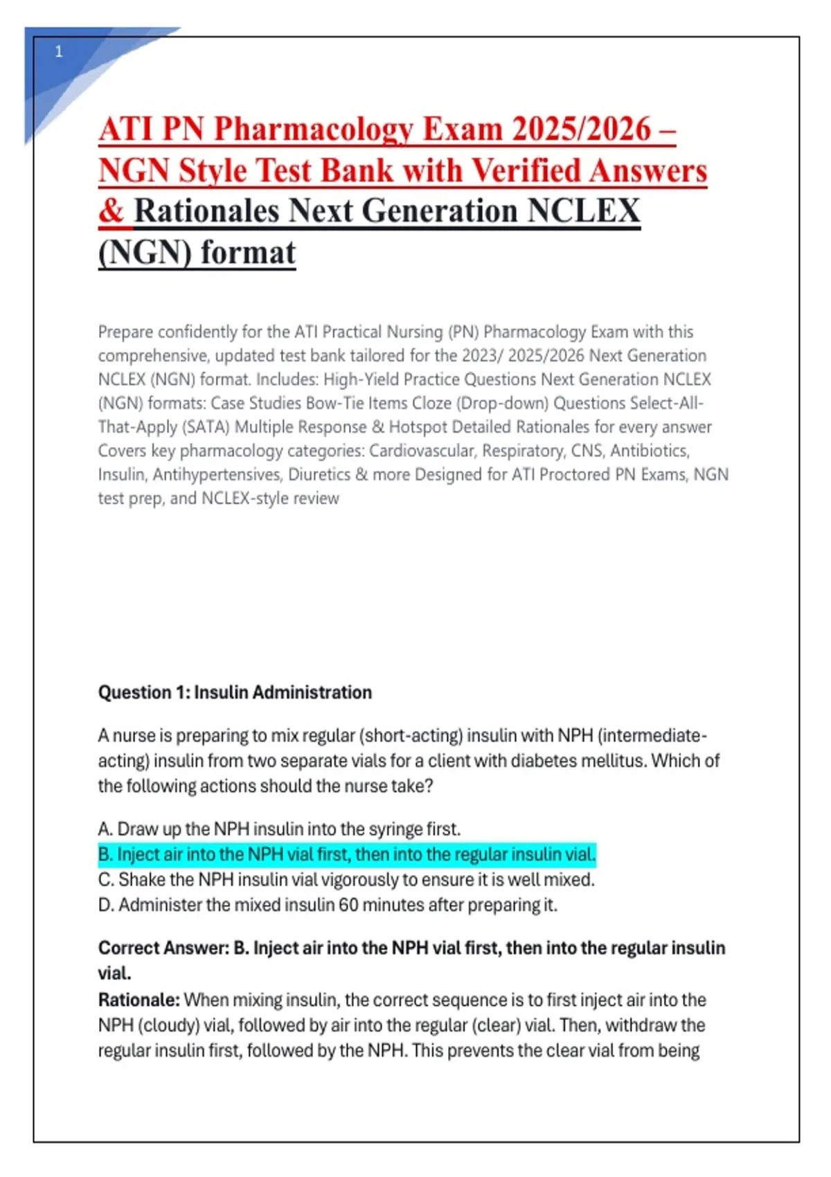 ATI PN Pharmacology Exam 2025/2026 – NGN Style Test Bank with Verified ...