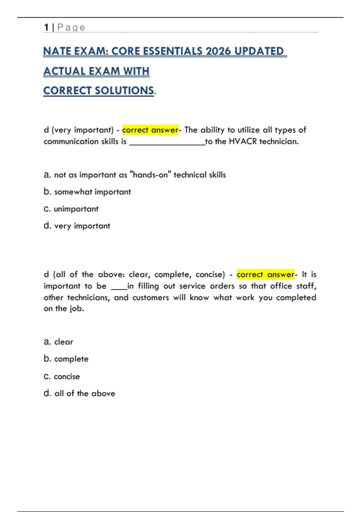 NATE Exam Core Essentials 2026 – Updated Actual Practice Questions with ...