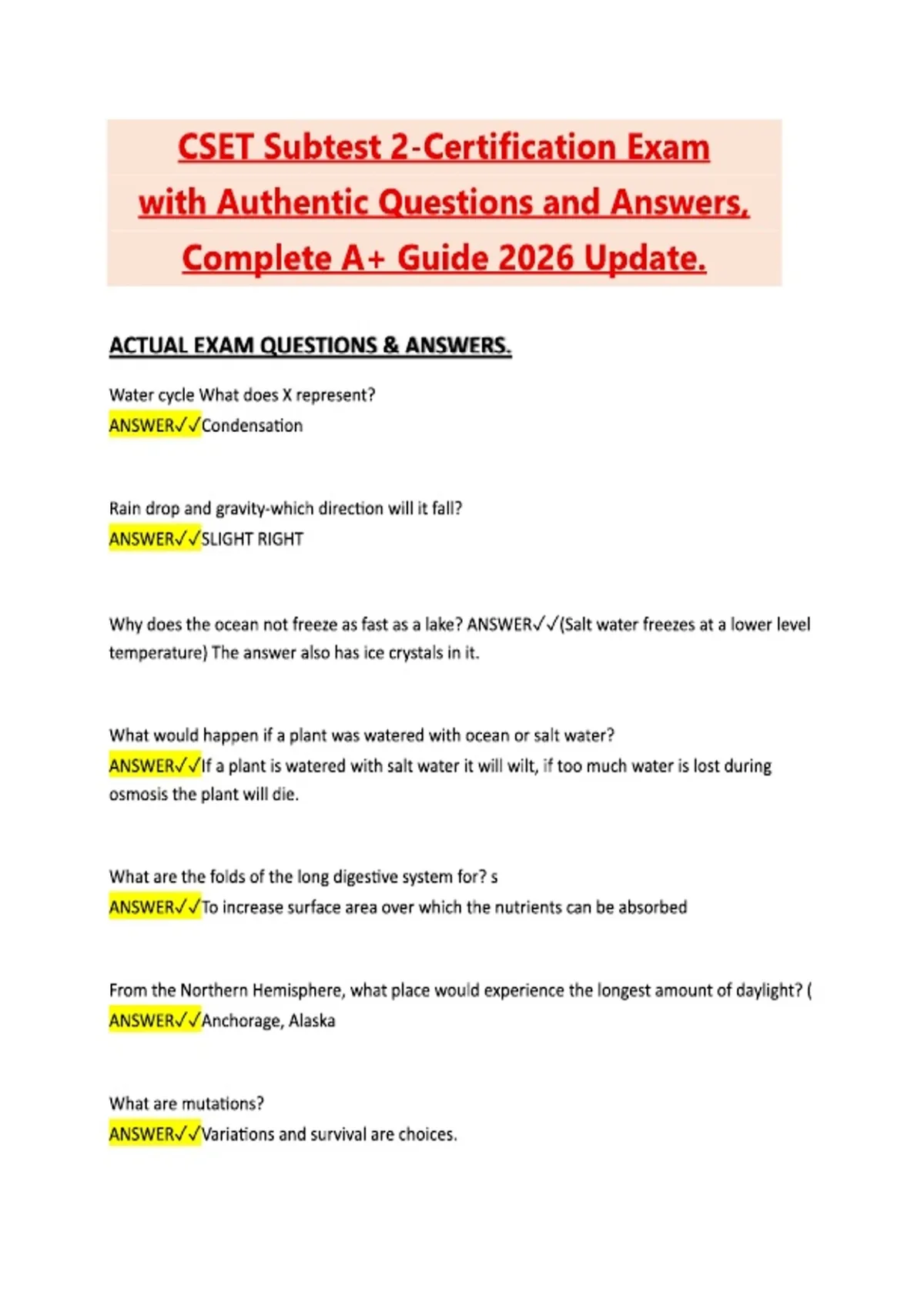 CSET Subtest 2 Certification Exam 2026 Complete Study Guide with ...