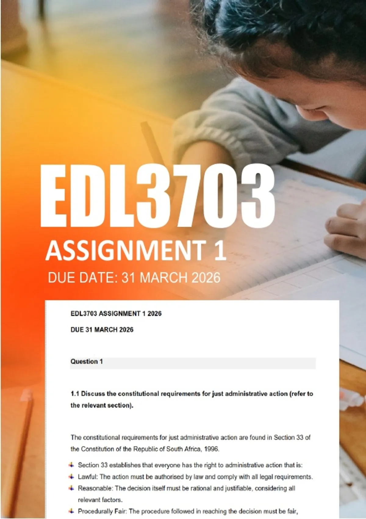 EDL3703 Assignment 1 Semester 1 2026 - Due 31 March 2026 - EDL3703 ...