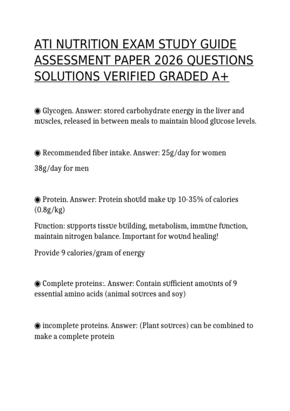 ATI Nutrition Exam Study Guide 2026 | Assessment Questions with ...