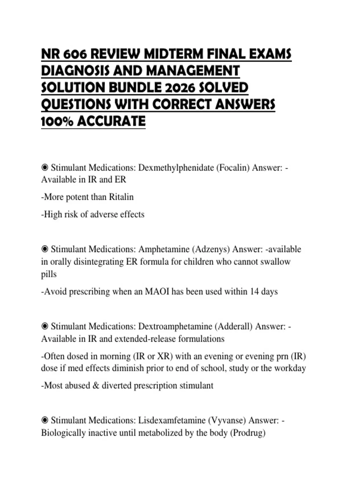 NR 606 REVIEW MIDTERM FINAL EXAMS DIAGNOSIS AND MANAGEMENT SOLUTION ...