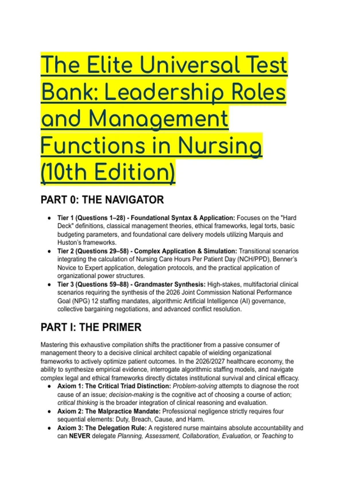 2026/2027 Elite Test Bank: Leadership Roles and Management Functions in ...