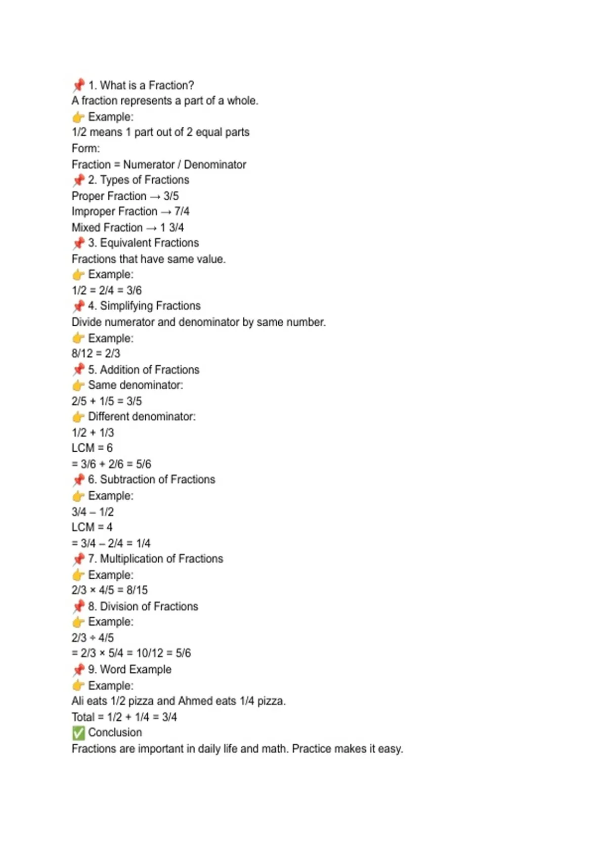 Fractions Notes Class 8 Math - Mathematics - Stuvia SA
