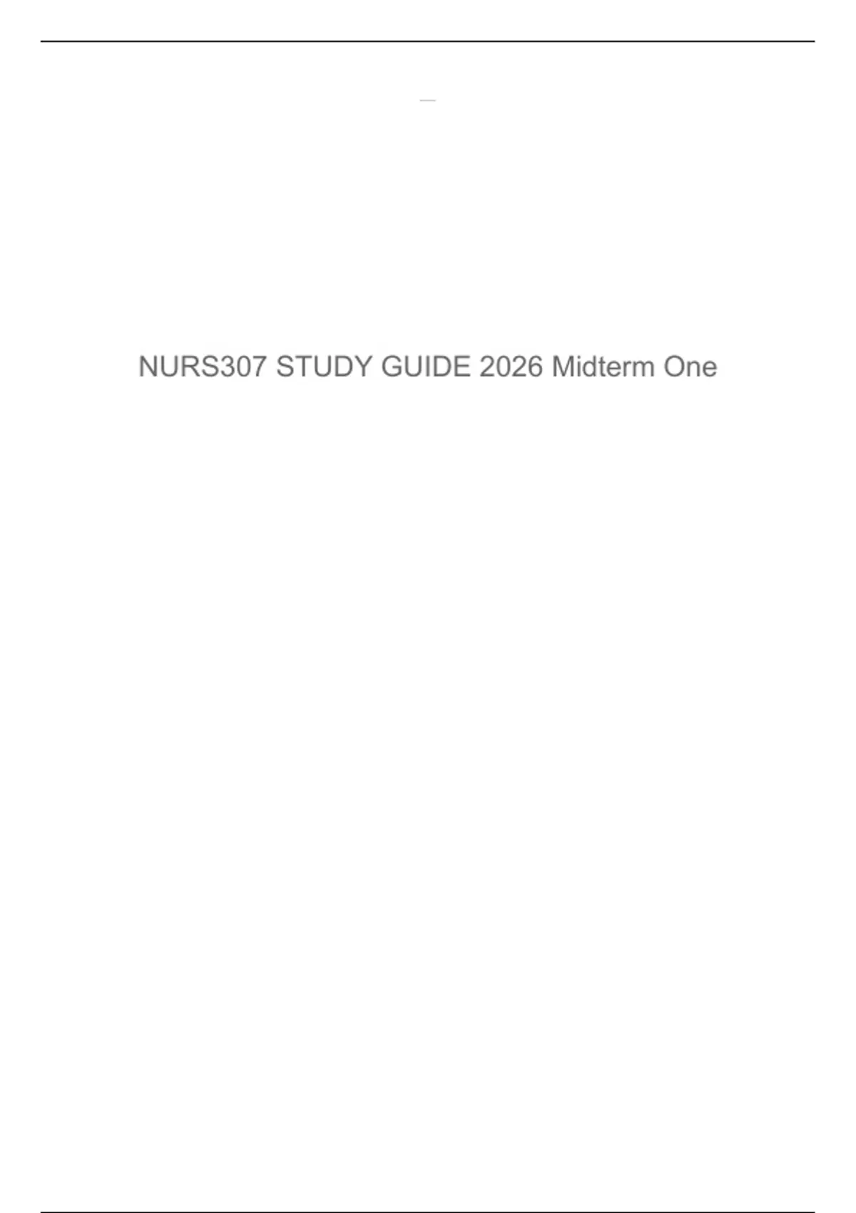NURS 307 Mental Health Nursing Midterm Exam 2026 & Quiz 1 2026 ...