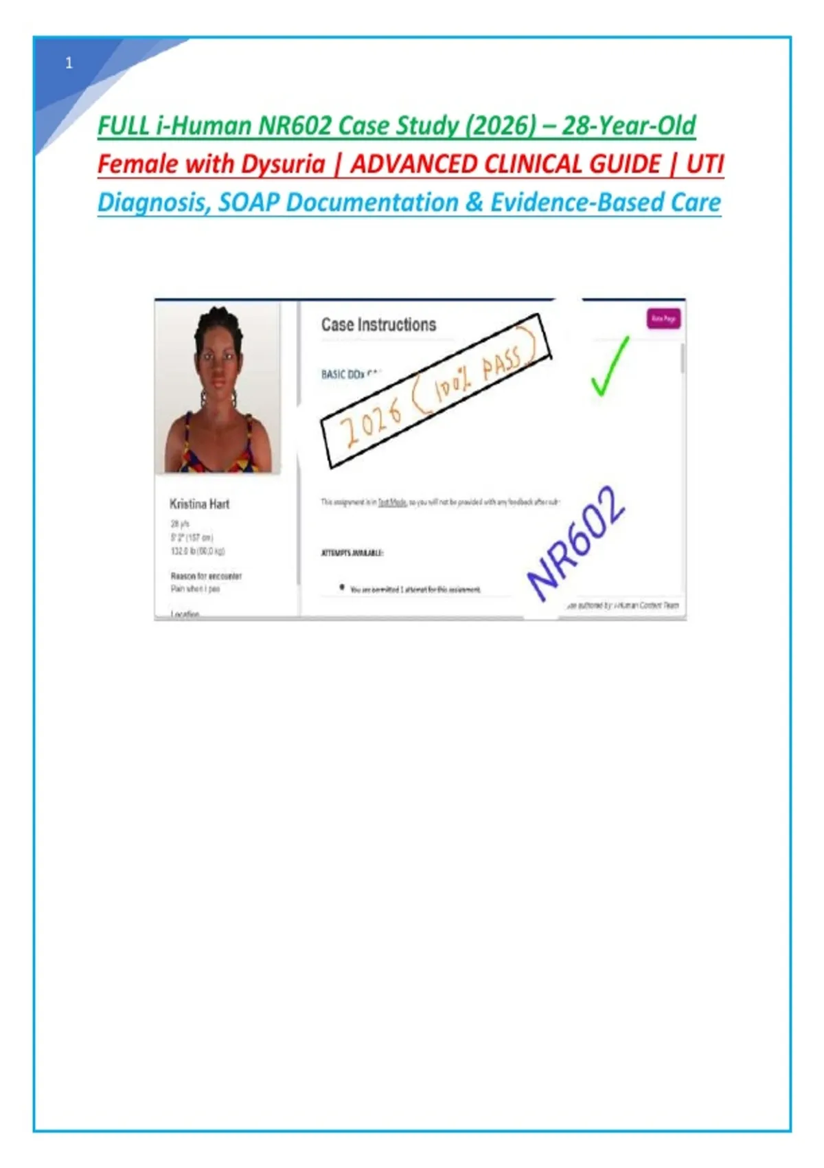 FULL i-Human NR602 Case Study (2026) – 28-Year-Old Female with Dysuria ...