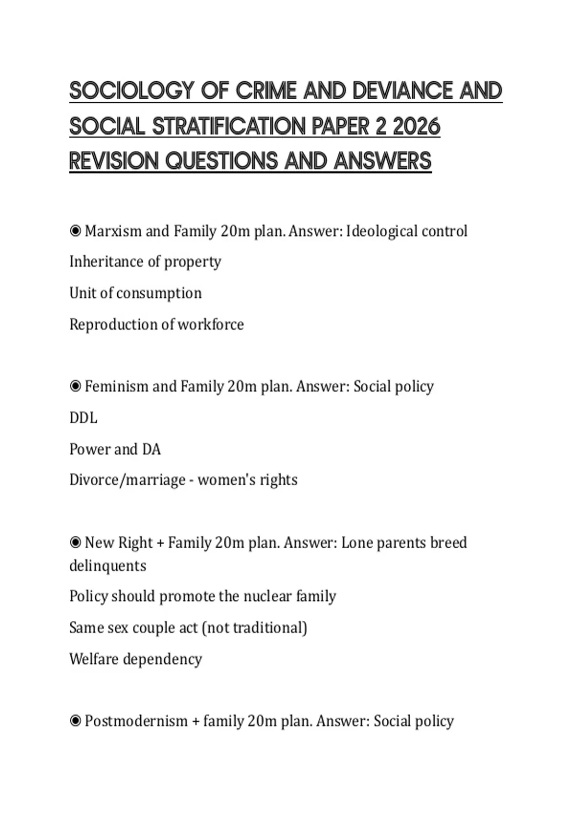 SOCIOLOGY OF CRIME AND DEVIANCE AND SOCIAL STRATIFICATION PAPER 2 2026 ...