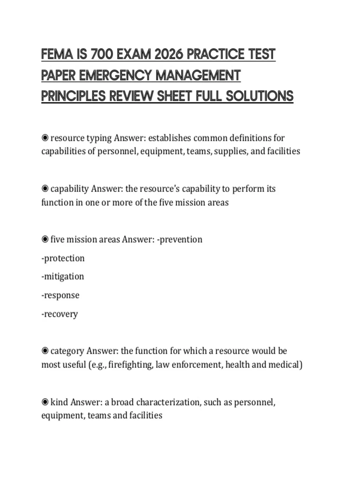 FEMA IS 700 EXAM 2026 PRACTICE TEST PAPER EMERGENCY MANAGEMENT ...