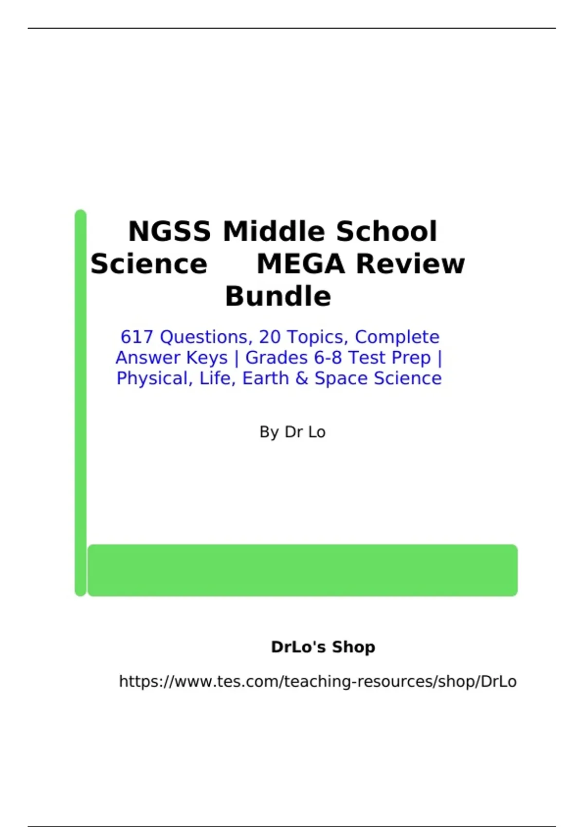 NGSS Middle School Science Review Bundle | Grades 6-8 Test Prep ...