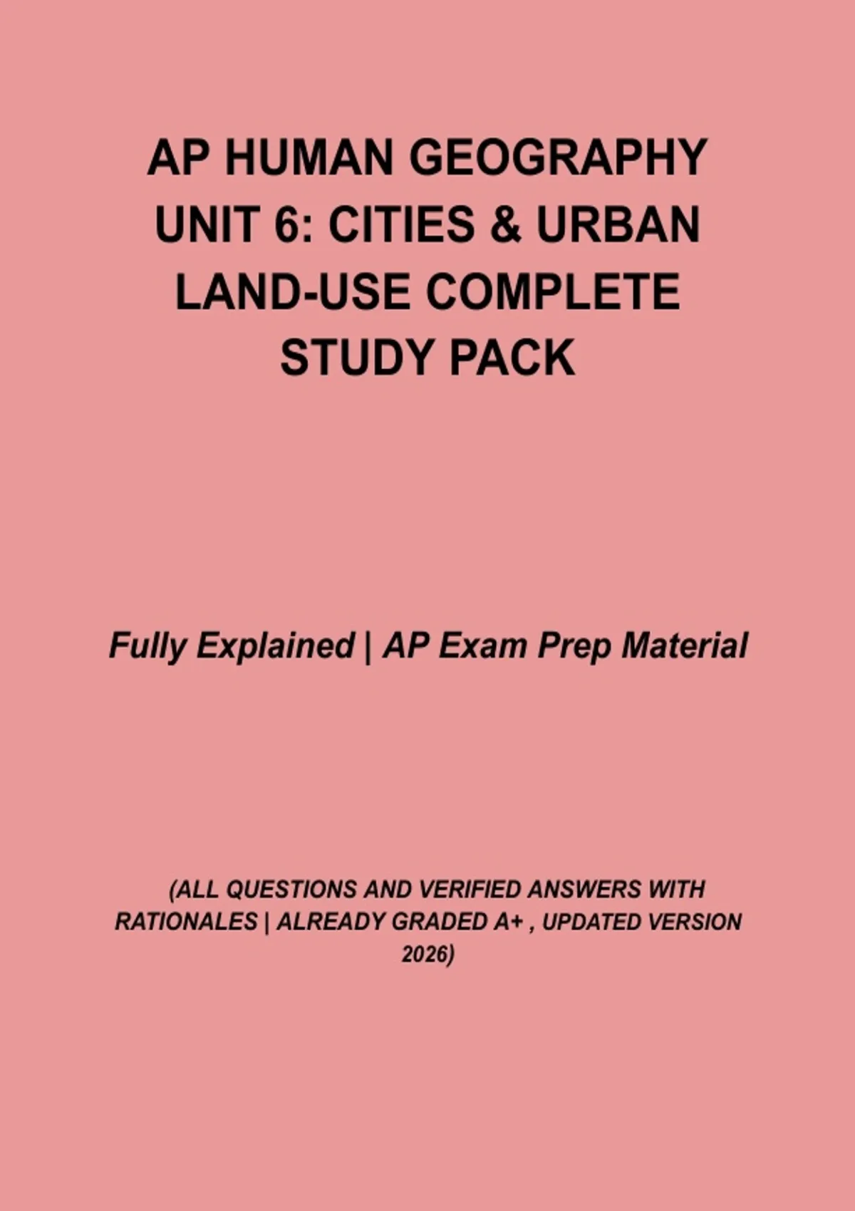 AP Human Geography Unit 6 Cities & Urban Land-Use Complete Study Pack ...