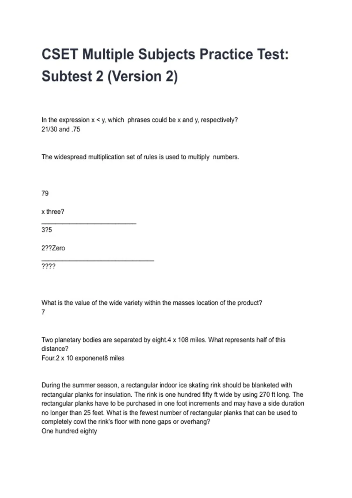 Cset Multiple Subject Subtest 2