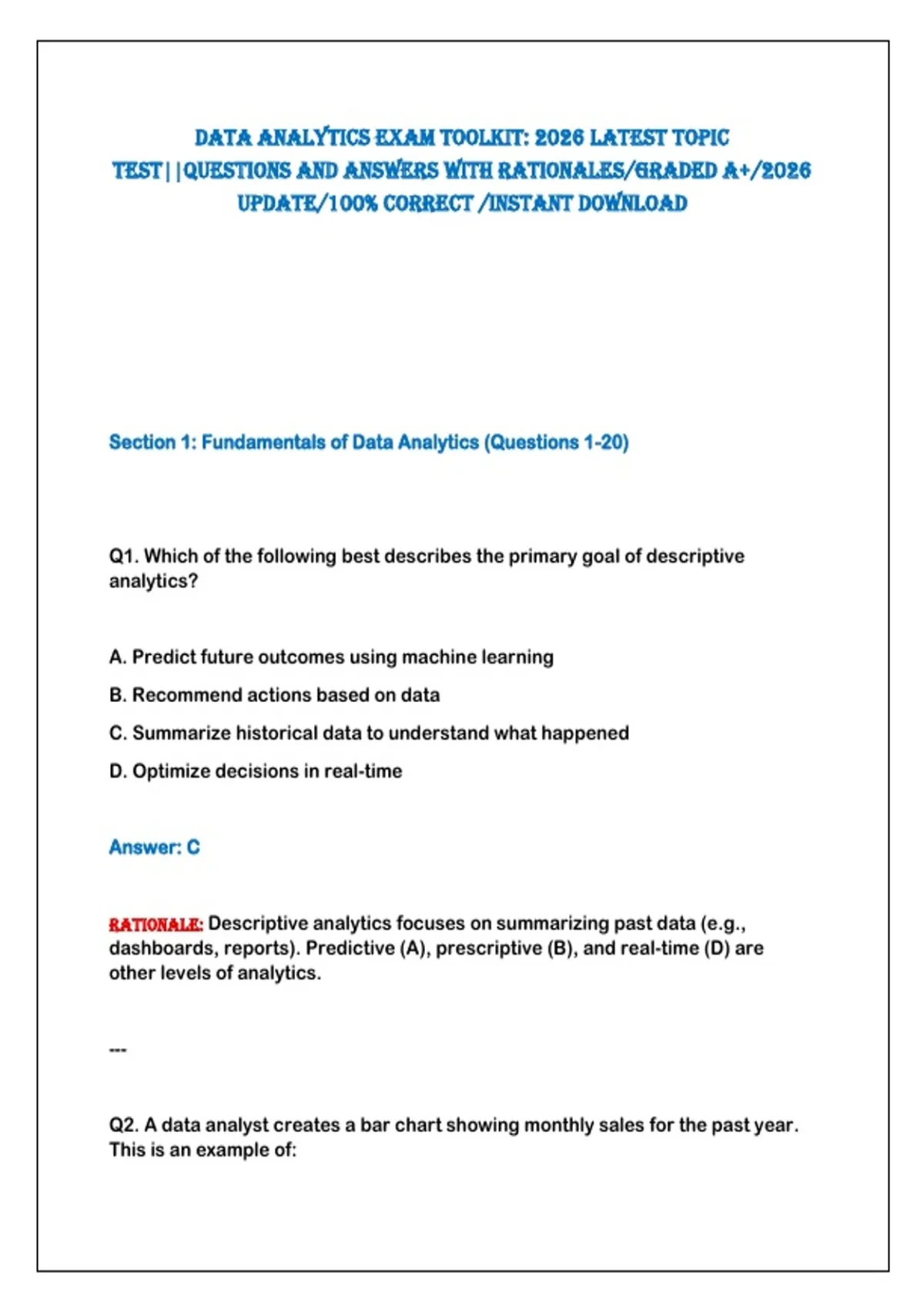 DATA ANALYTICS EXAM TOOLKIT: 2026 LATEST TOPIC TEST||QuESTIONS AND ...