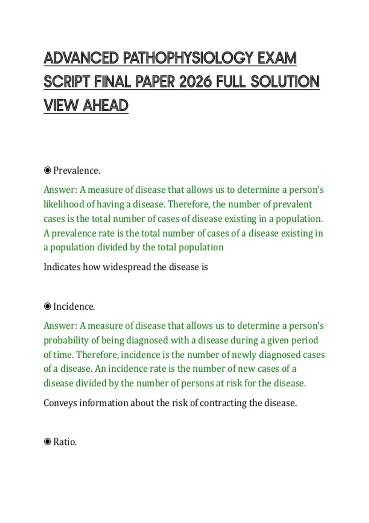 ADVANCED PATHOPHYSIOLOGY EXAM SCRIPT FINAL PAPER 2026 FULL SOLUTION ...