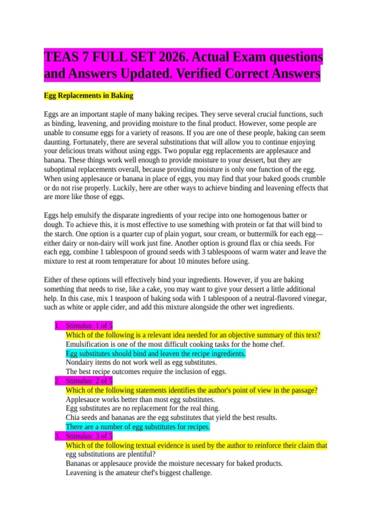ATI TEAS 7 Exam Study Guide & Practice Questions - 2025/2026 Edition ...
