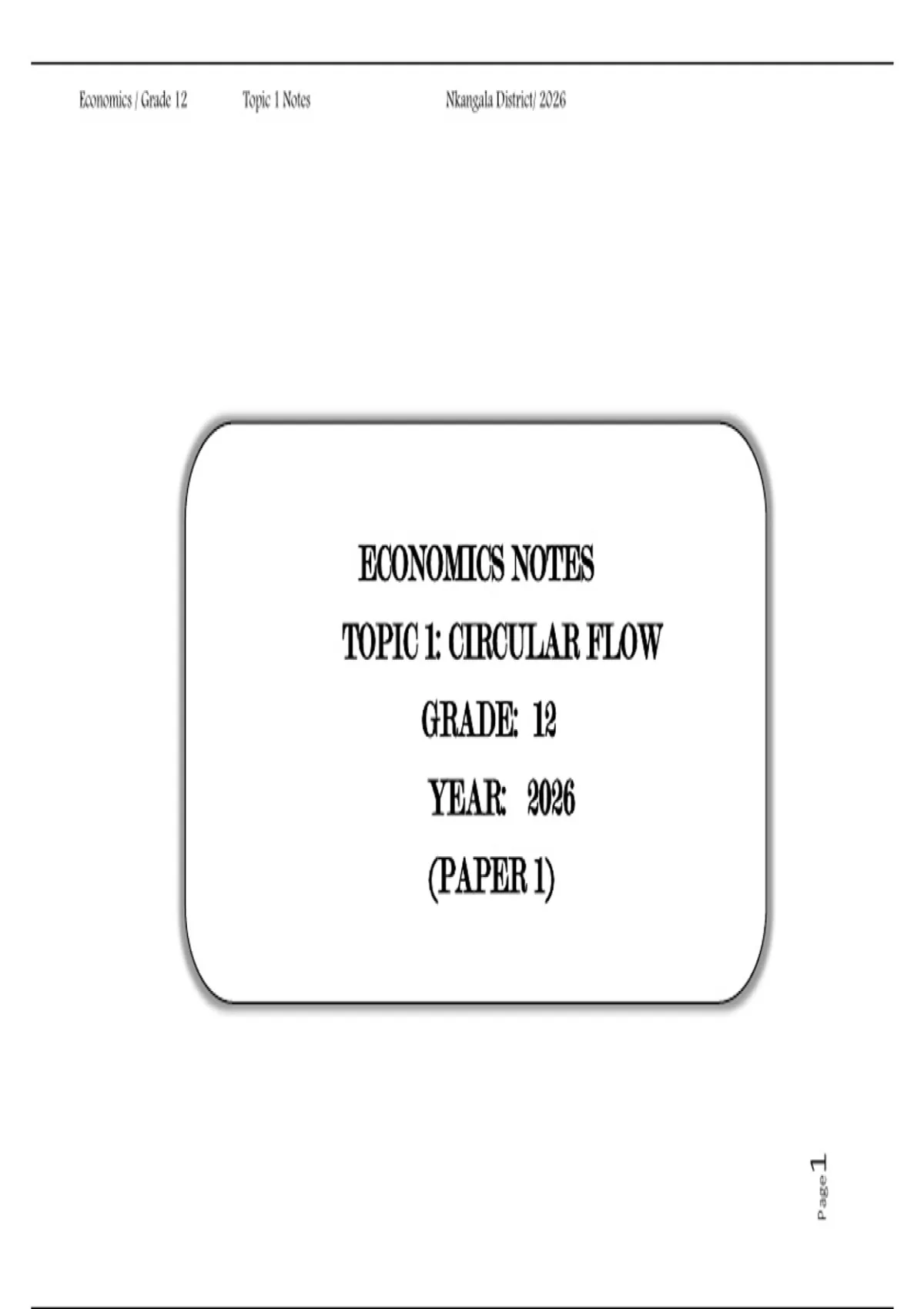 Economics Grade 12 Circular Flow 2026 Complete Topic Summary Notes ...