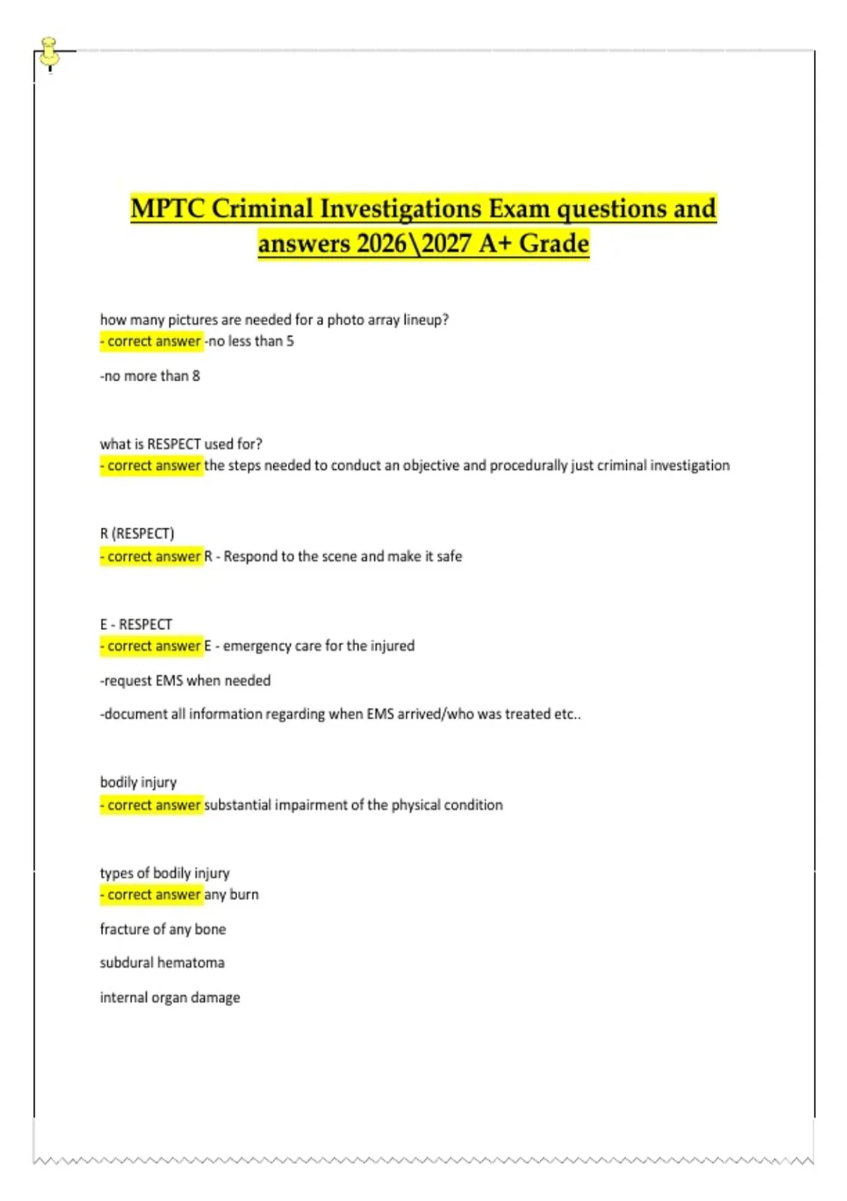 MPTC Criminal Investigations – Verified Questions & Answers (2026/2027 ...