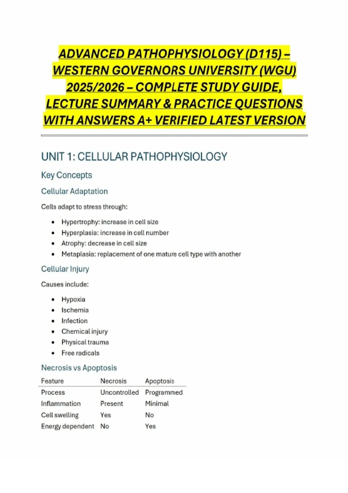 ADVANCED PATHOPHYSIOLOGY (D115) – WESTERN GOVERNORS UNIVERSITY (WGU ...