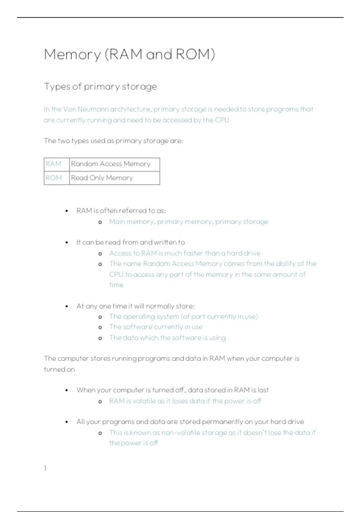 GCSE Computer Science: System Architecture, Memory & Storage, Data ...