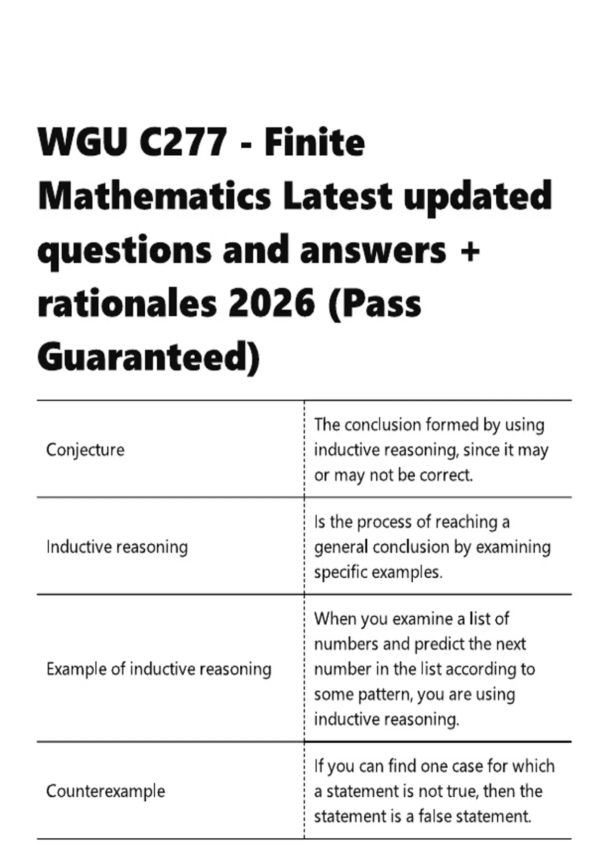 WGU C277 | Finite Mathematics | Latest updated questions and answers ...