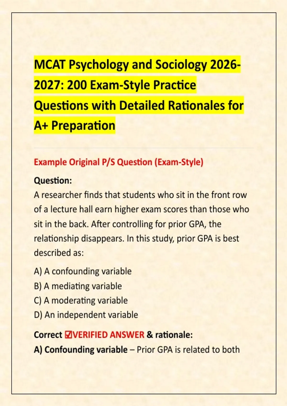 MCAT Psychology and Sociology 2026 2027: 200 Exam-Style Practice ...