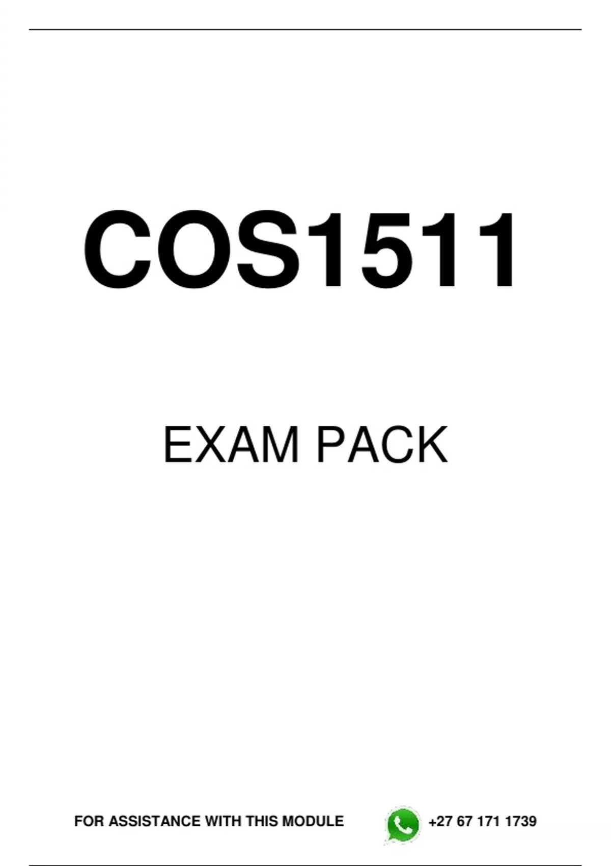 COS1511 EXAM PACK 2023 - COS1511 - Introduction To Programming 1 (COS1511) - Stuvia US