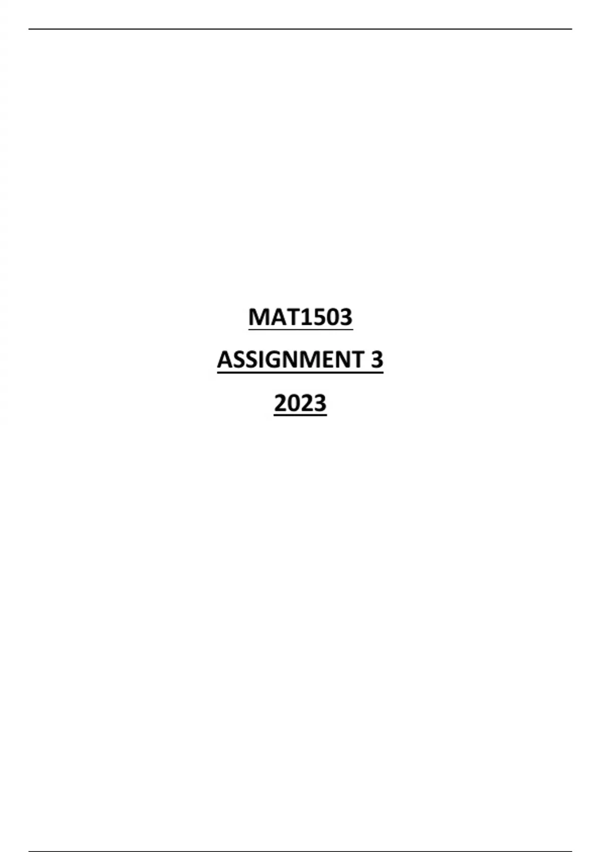 MAT1512 ASSIGNMENT 4 2023 - MAT1503 - Linear Algebra (MAT1512) - Stuvia SA