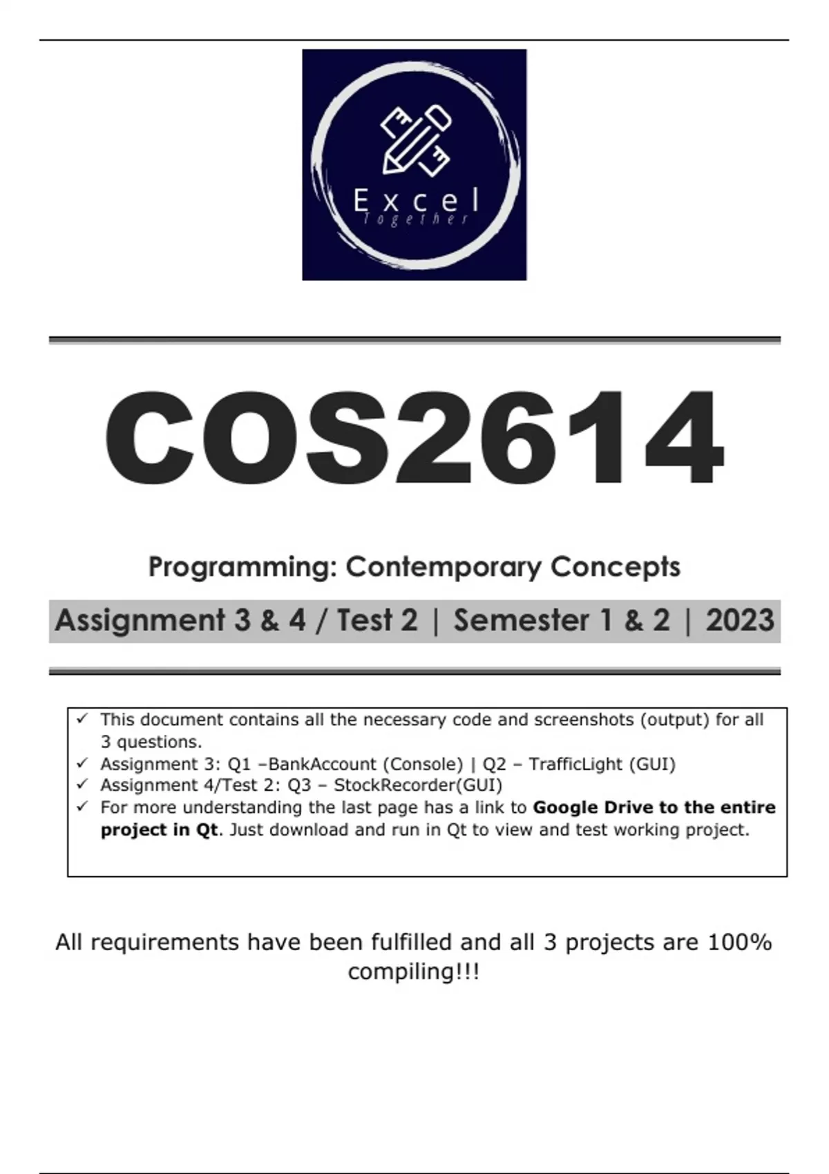 COS2614 Assignment 3 2023 [Link to whole project on google drive] - COS2611 - Programming: Data ...