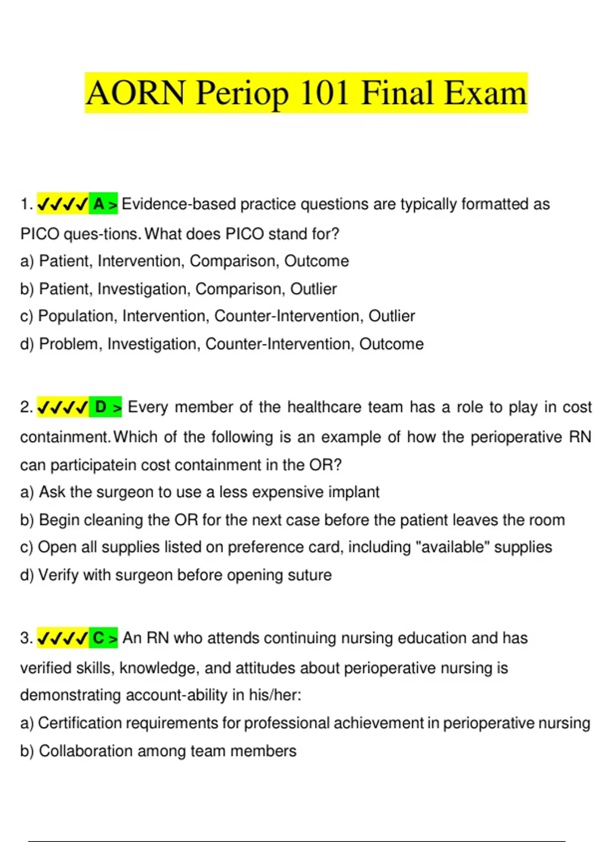 AORN Periop 101 Final Exam Latest Questions and Answers (2025/2026 ...