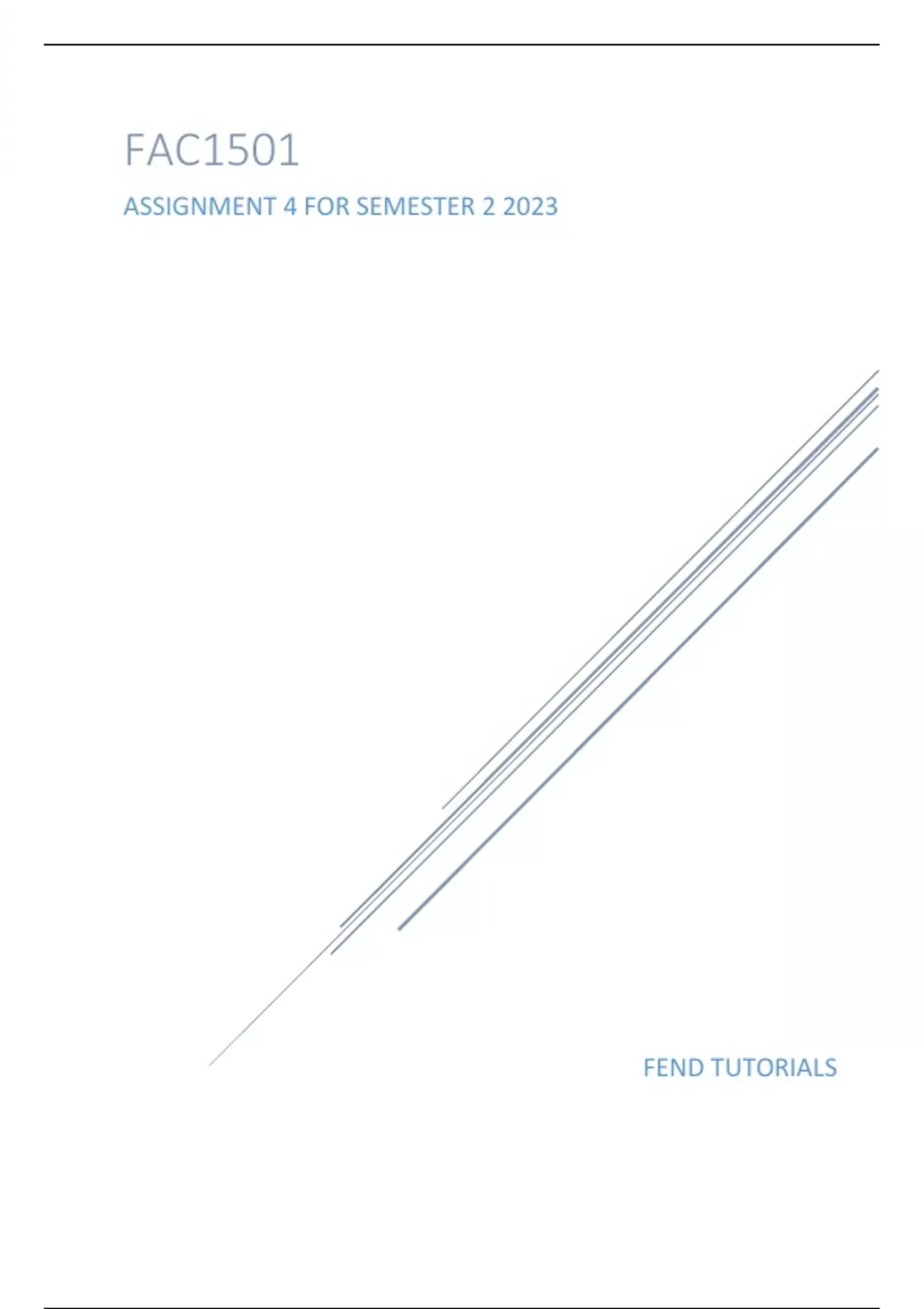 FAC1501 ASSIGNMENT 4 FOR 2ND SEMESTER 2023 - Distinctions obtained ...