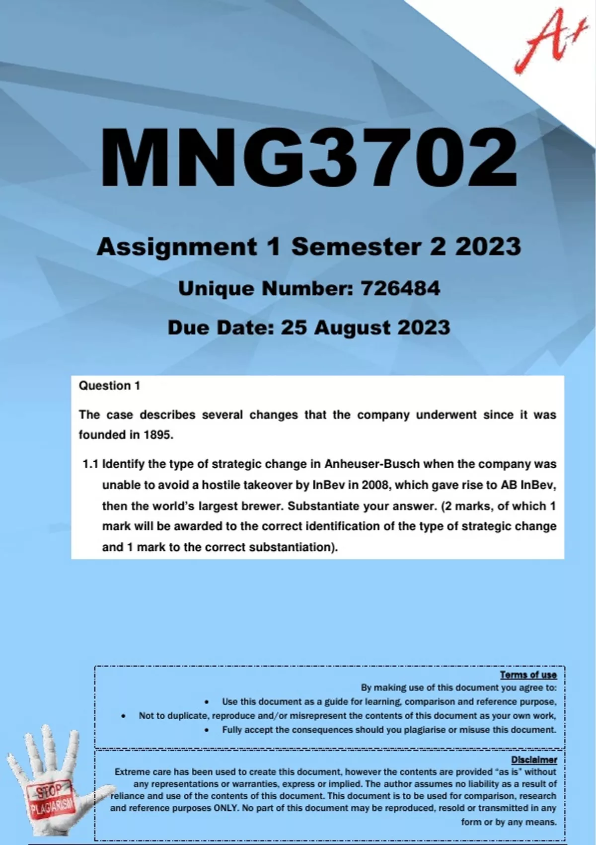 MNG3702 EXAM PACK 2025 - MNG3702 - Strategic Implementation And Control ...