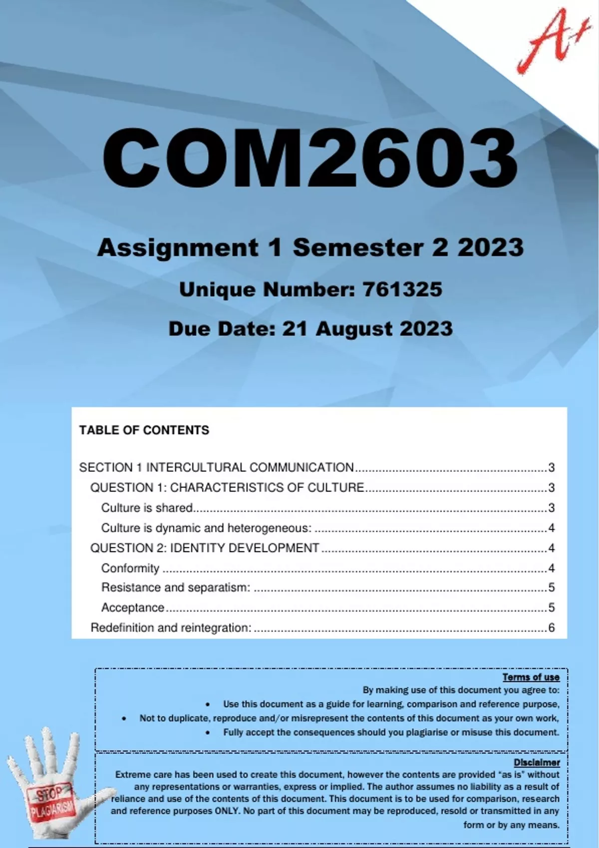 MAT1510 EXAM PACK 2023 - COM2603 - Intercultural, Development And ...