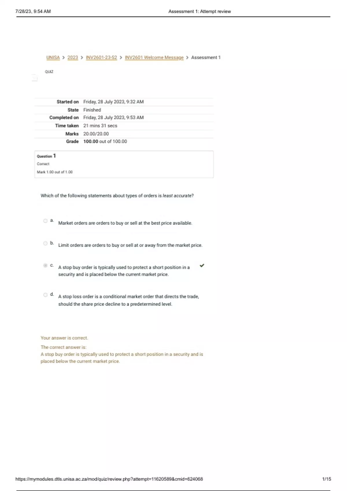 Inv2601 Assignment 1 semester 2 2023 - INV2601 - Investments: An ...