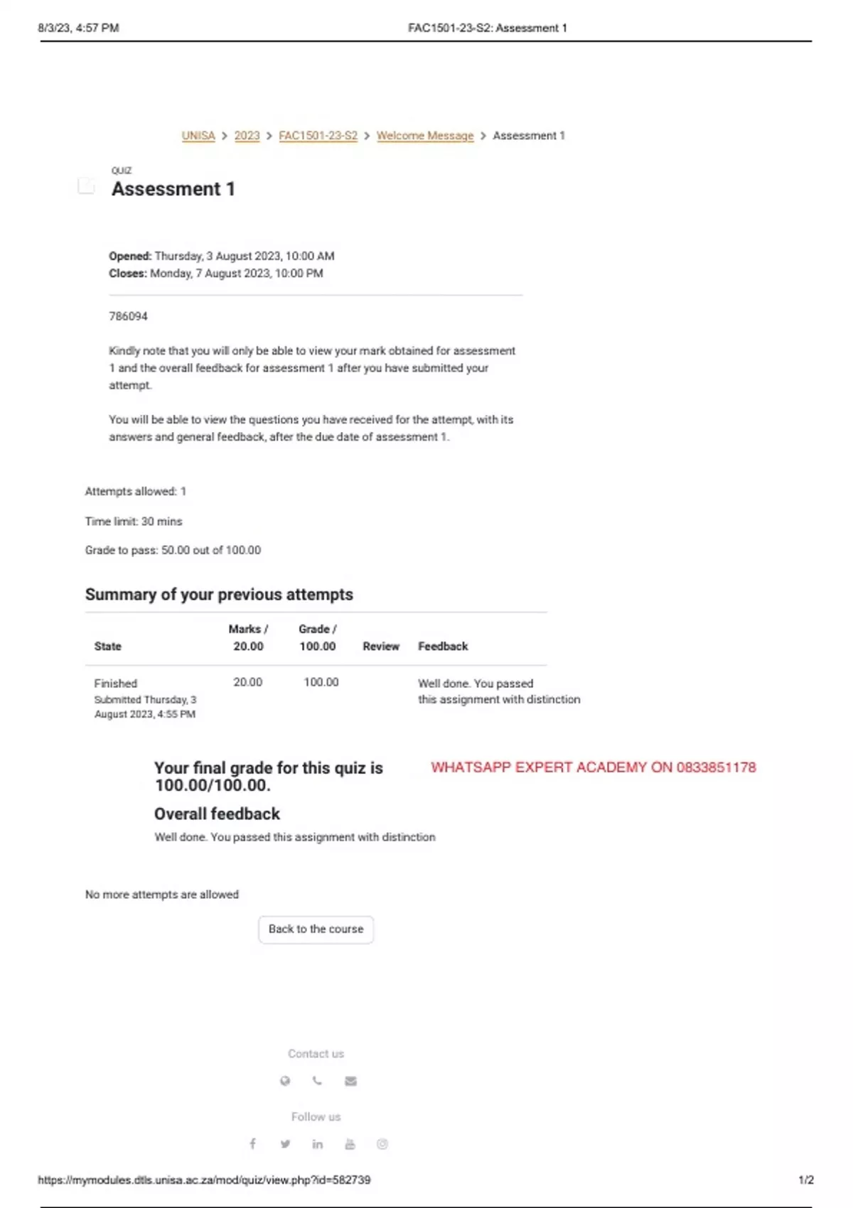 Fac1501 Assignment 1 Semester 1 2024 - FAC1501 - Introductory Financial ...