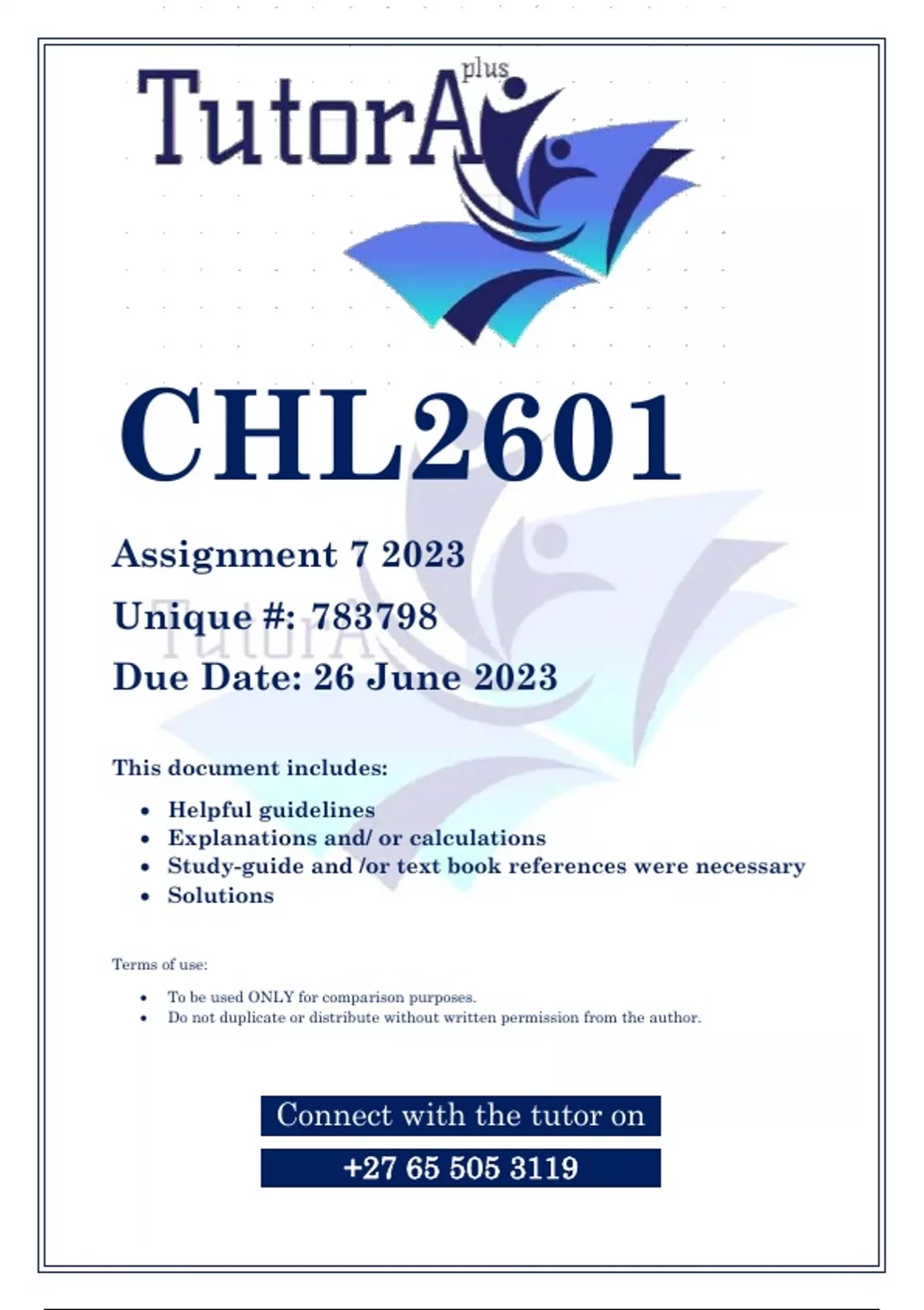 TAM2601 EXAM PACK 2024 - CHL2601 - Children ...