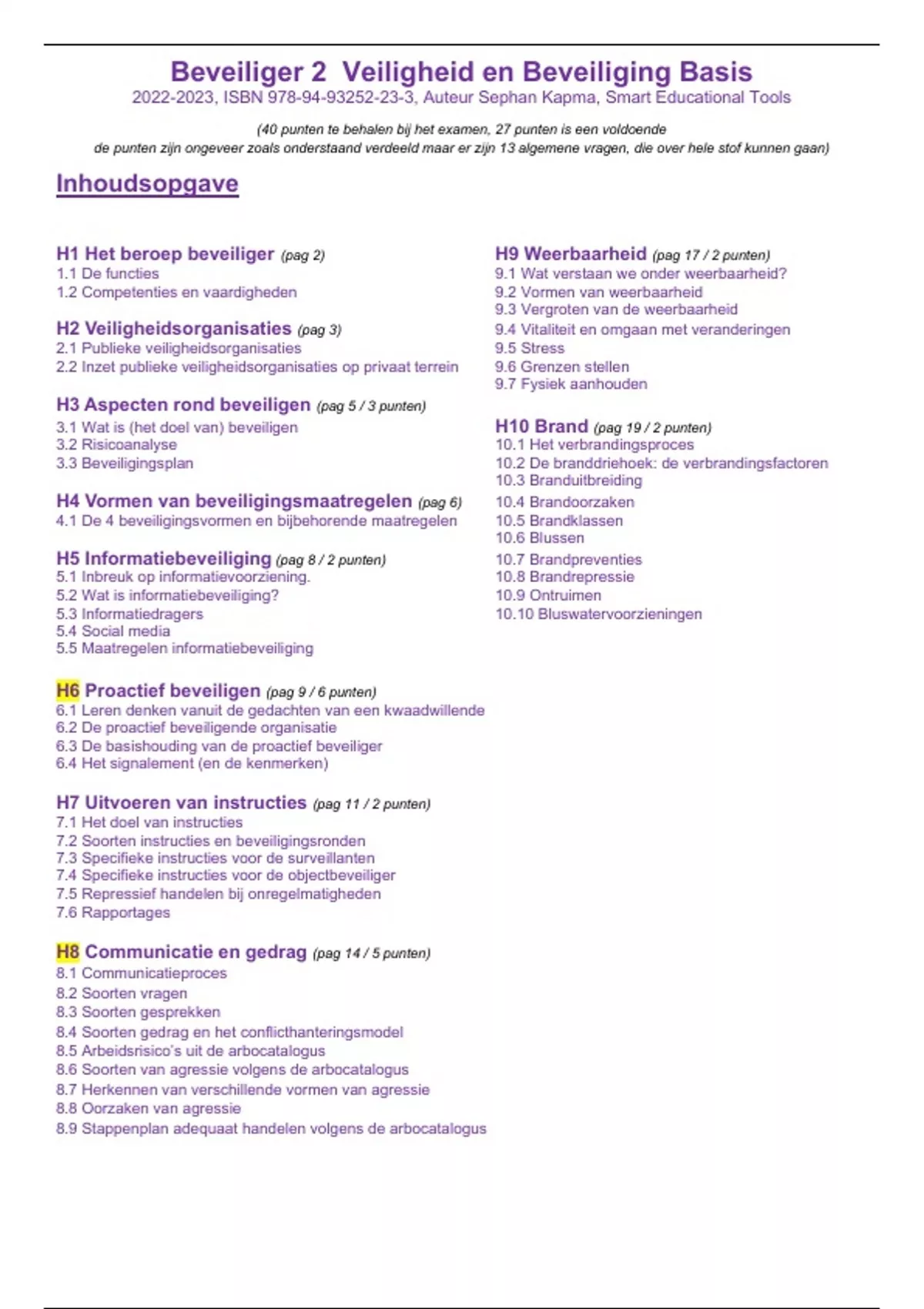 Examen Veiligheid en Beveiliging Zeer complete overzichtelijke ...