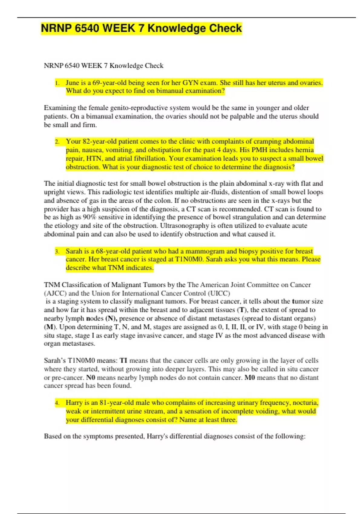 NRNP 6540 WEEK 7 Knowledge Check(Q&A all CORRECT) NRNP 6540 WEEK 7 ...