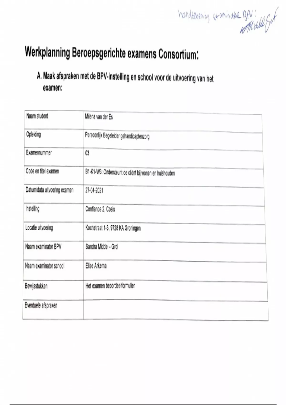 examen werkplanning - Werkplanning - Stuvia NL