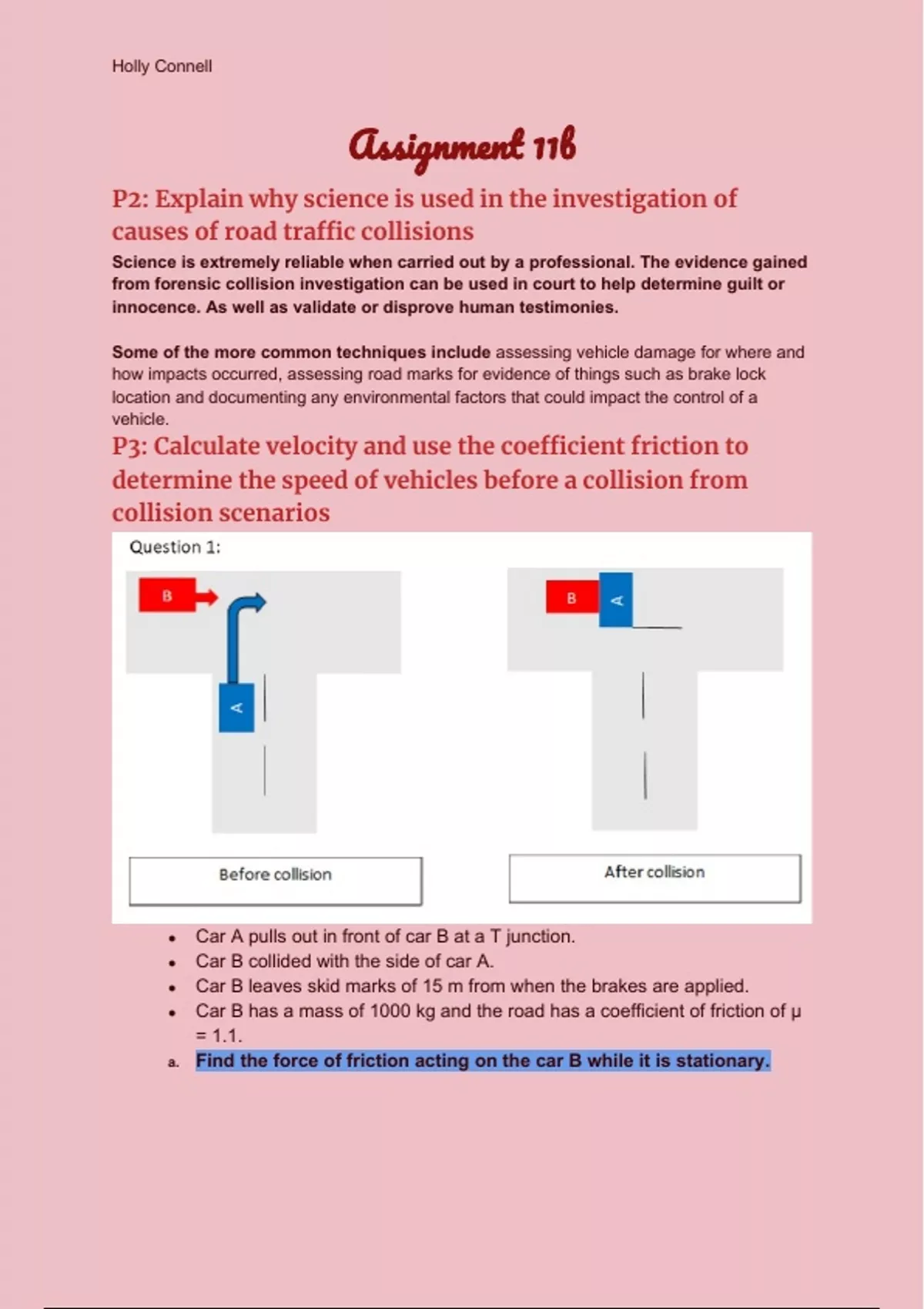 Summary Btec Applied Forensic Science Assignment 11b Distinction Unit 11 Forensic Traffic