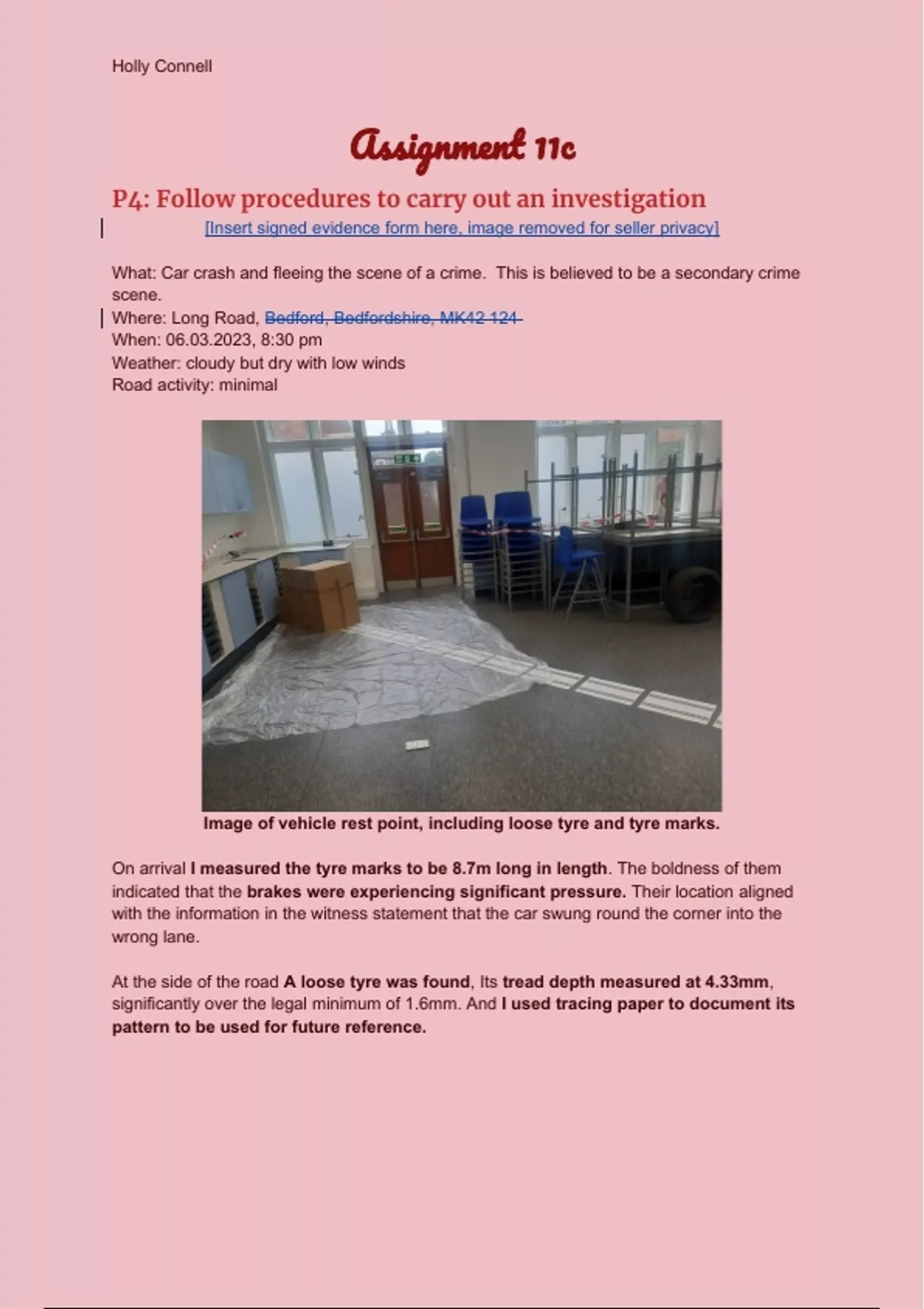 Summary Btec Applied Forensic Science Assignment 11c Distinction Unit 11 Forensic Traffic