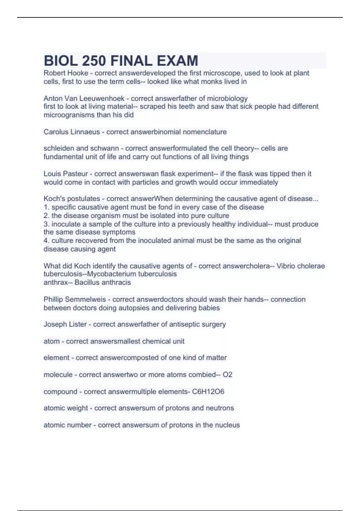 BIOL 250 FINAL EXAM 2023 with 100% correct questions and answers - BIOL ...